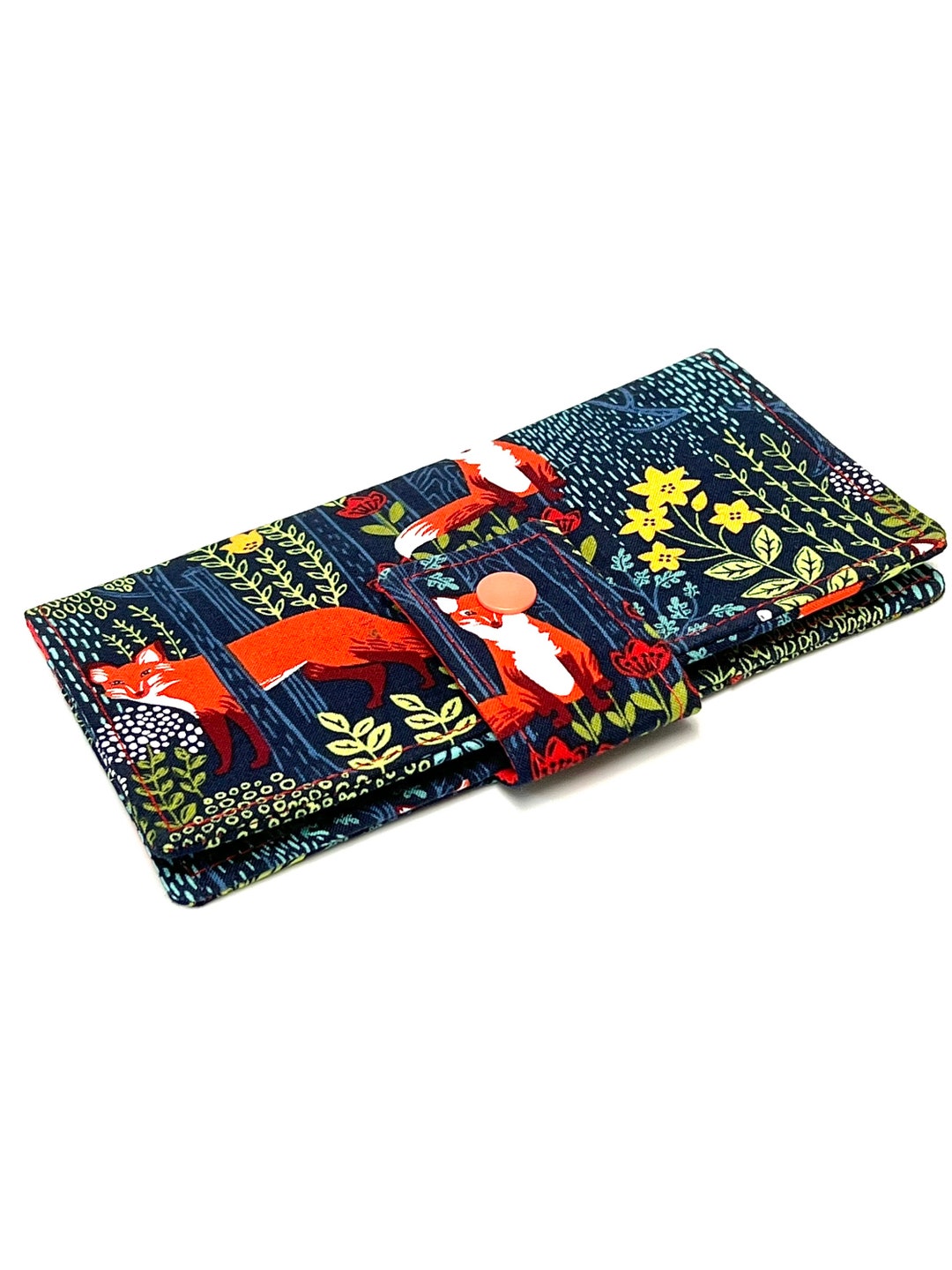 Fabric Checkbook Cover , Woman’s Checkbook Holder Fox Forest Nite - Etsy