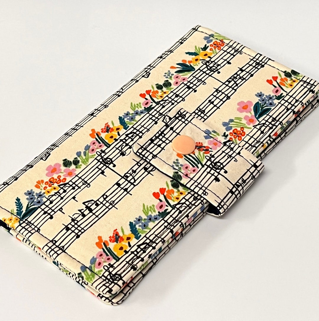 Floral Music Notes Checkbook Cover: Cotton Fabric Cash Holder - Etsy