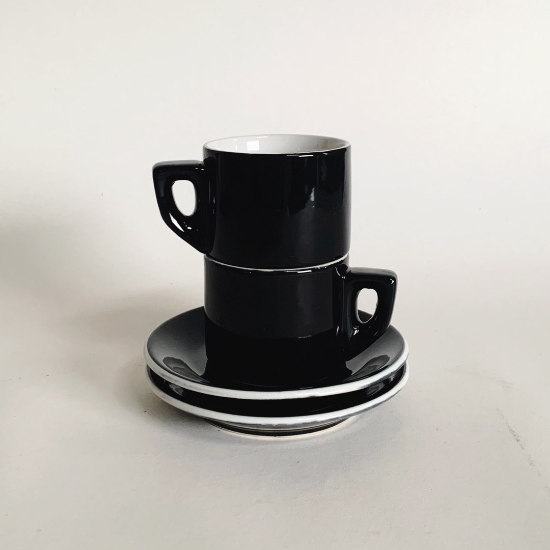 MIDCENTURY COFFEE CUPS - S/2 // Set of Two Cups and Saucers - Etsy