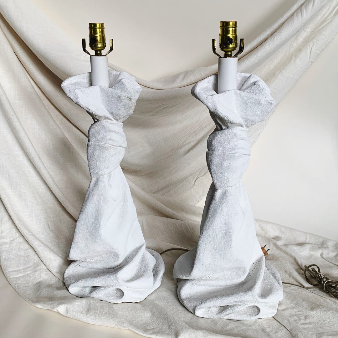 PLASTER DRAPE LAMP // John Dickenson Style Drape Table Lamp - 2 ...