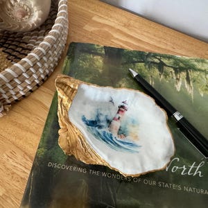 Hand Painted Oyster Shell, One of a Kind Decoupage Tray-trinket Dish ...