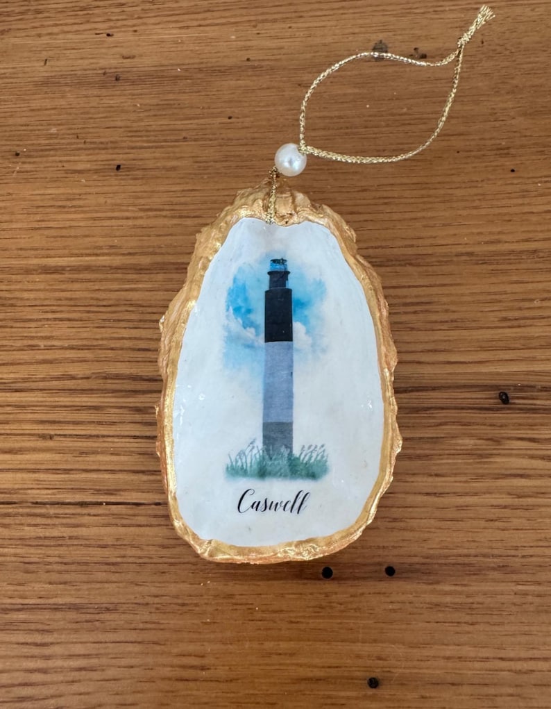 NC Lighthouses - Gilded Oyster Shell Ornament - Bodie, Hatteras ...