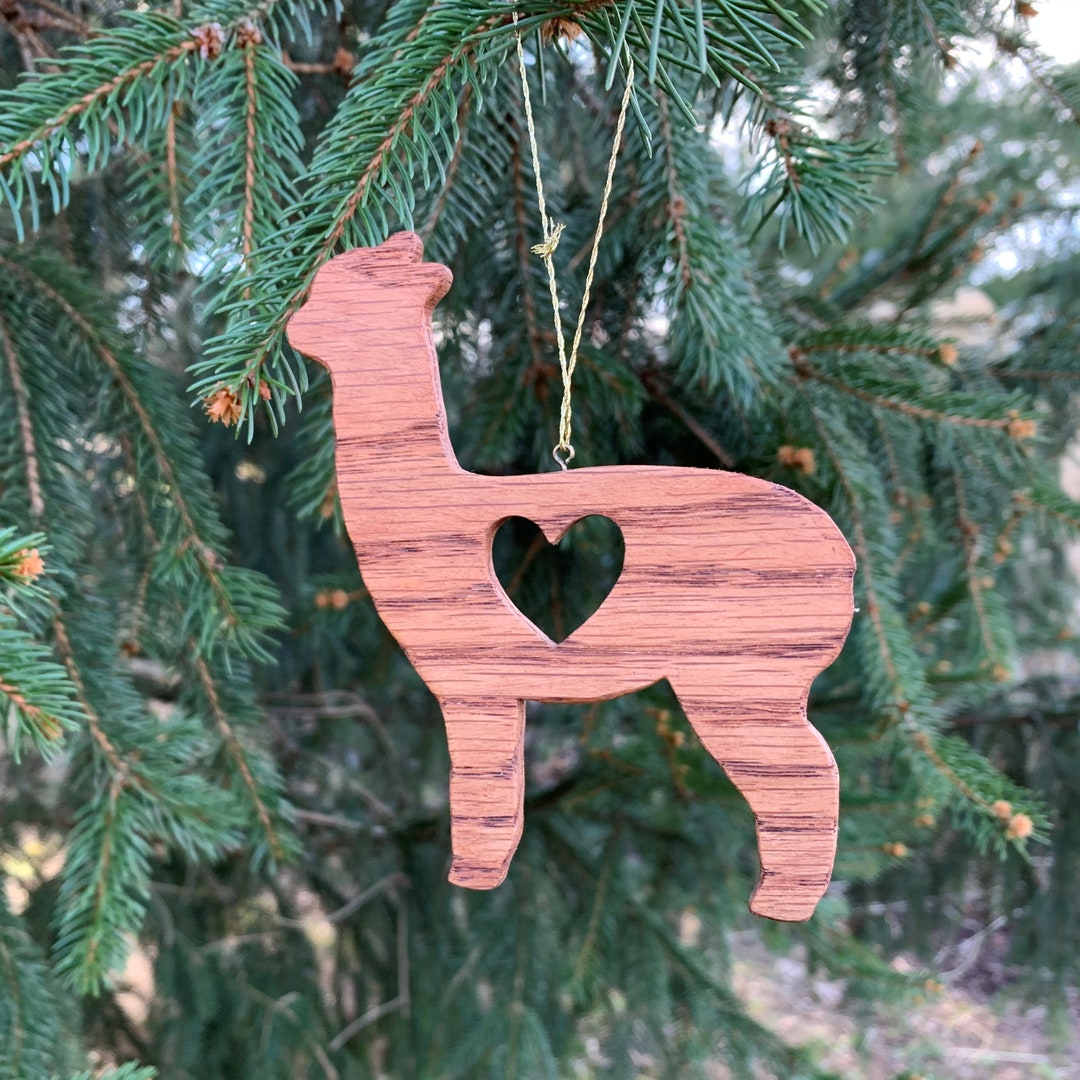 Wooden Alpaca Ornament, Oak - Etsy