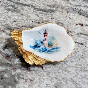 Hand Painted Oyster Shell, One of a Kind Decoupage Tray-trinket Dish ...