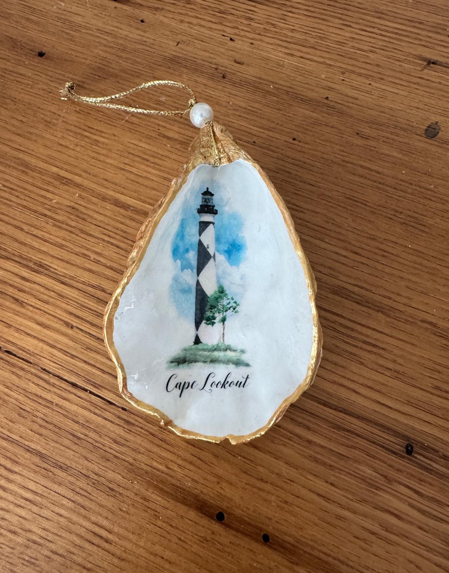 NC Lighthouses - Gilded Oyster Shell Ornament - Bodie, Hatteras ...