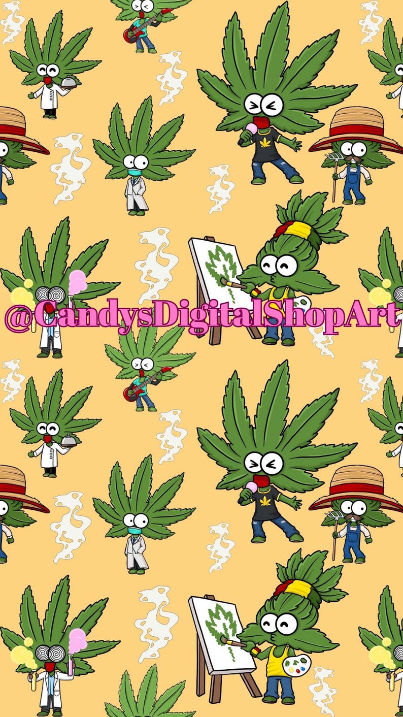 420 Cartoon Weed Seamless Pattern | Side Effects Digital Download ...