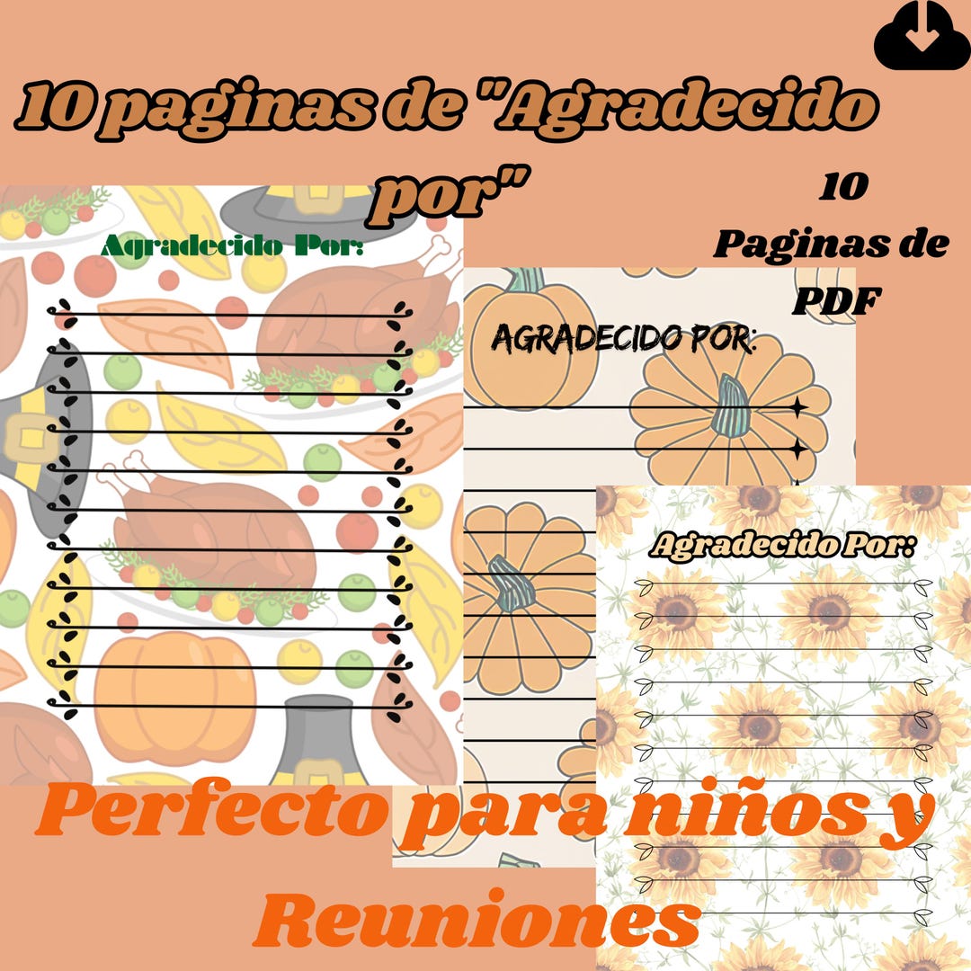 10 Hojas Imprimibles de Gratitud en Español Agradecido Por Descarga ...