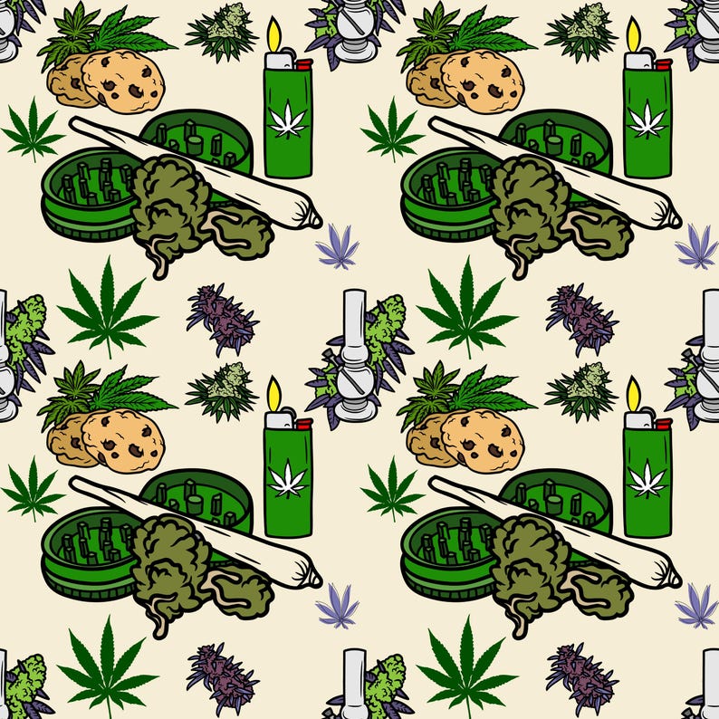 420 Weed Aesthetic Seamless Pattern | I Love Green Digital Download ...