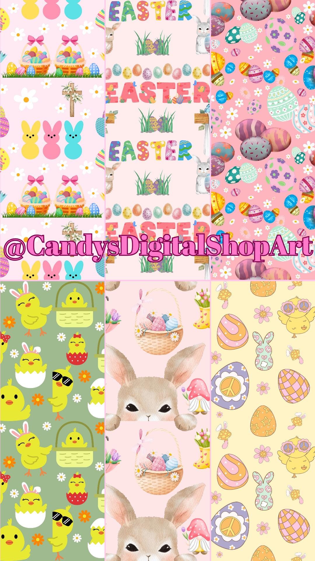 Easter Seamless Pattern Bundle | 6 JPG Digital Papers | Groovy Easter ...