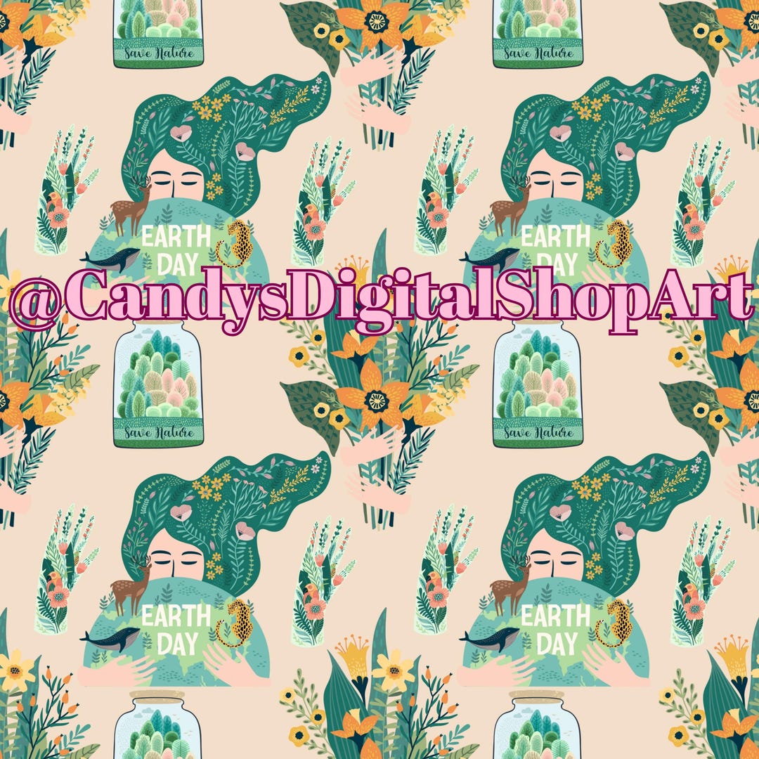 Earth Day Seamless Pattern | Nature-inspired Digital Paper | Eco ...