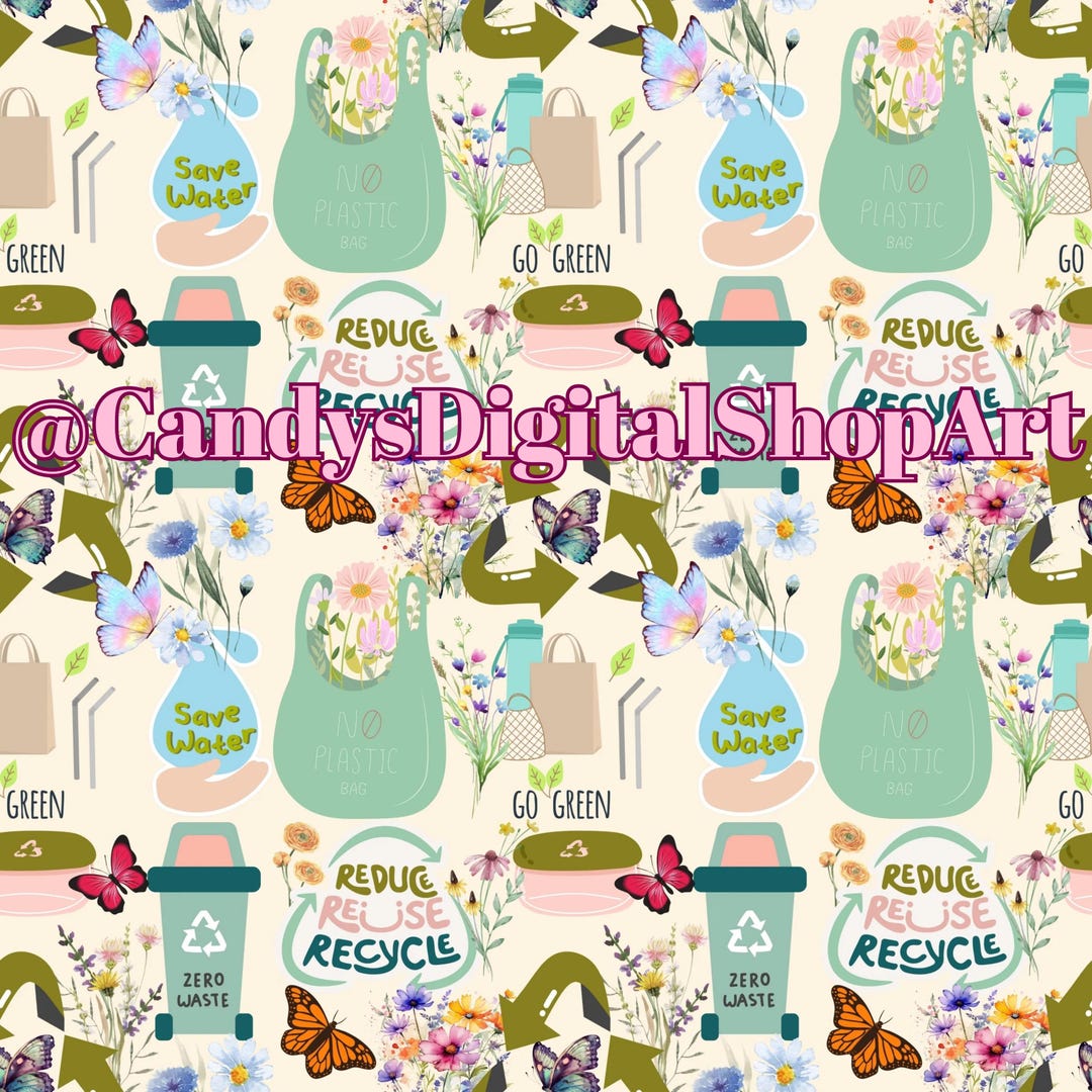 Reduce Reuse Recycle Seamless Pattern | Eco-friendly Digital Paper ...