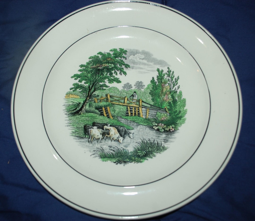 Collector Plate Made in England COPELAND SPODE Cows Cattle Drinking ...
