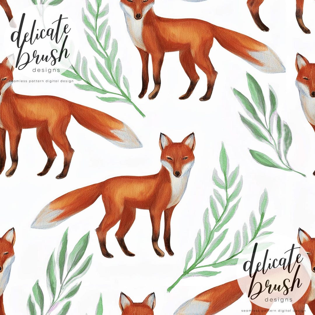 Fuchs Wald Wildtier Aquarell Gemalt Boho Scandi Nahtloses Muster ...