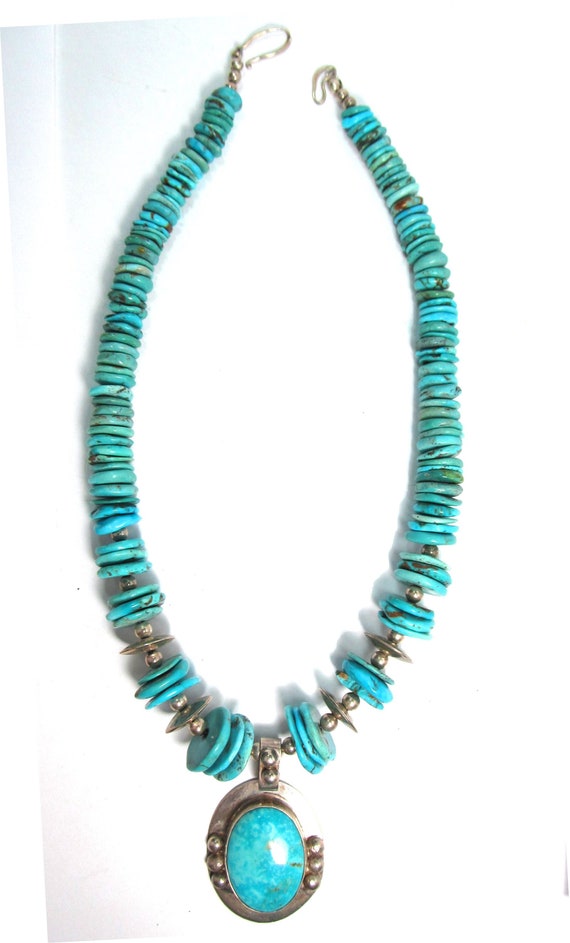 Sterling Silver Stacked Turquoise/MOP Pendant - Gem