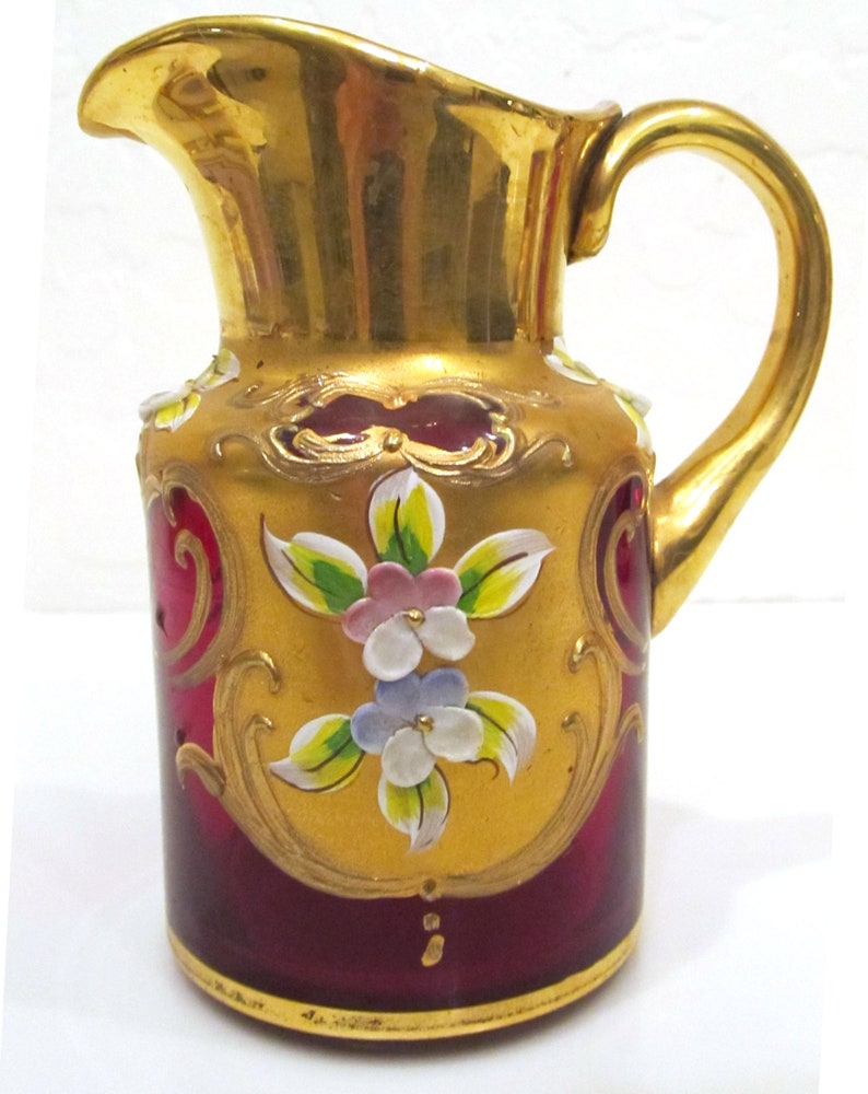 Murano Tea Set, 24 Karat Gold and Ruby Red Glass, Original Trefuochi ...