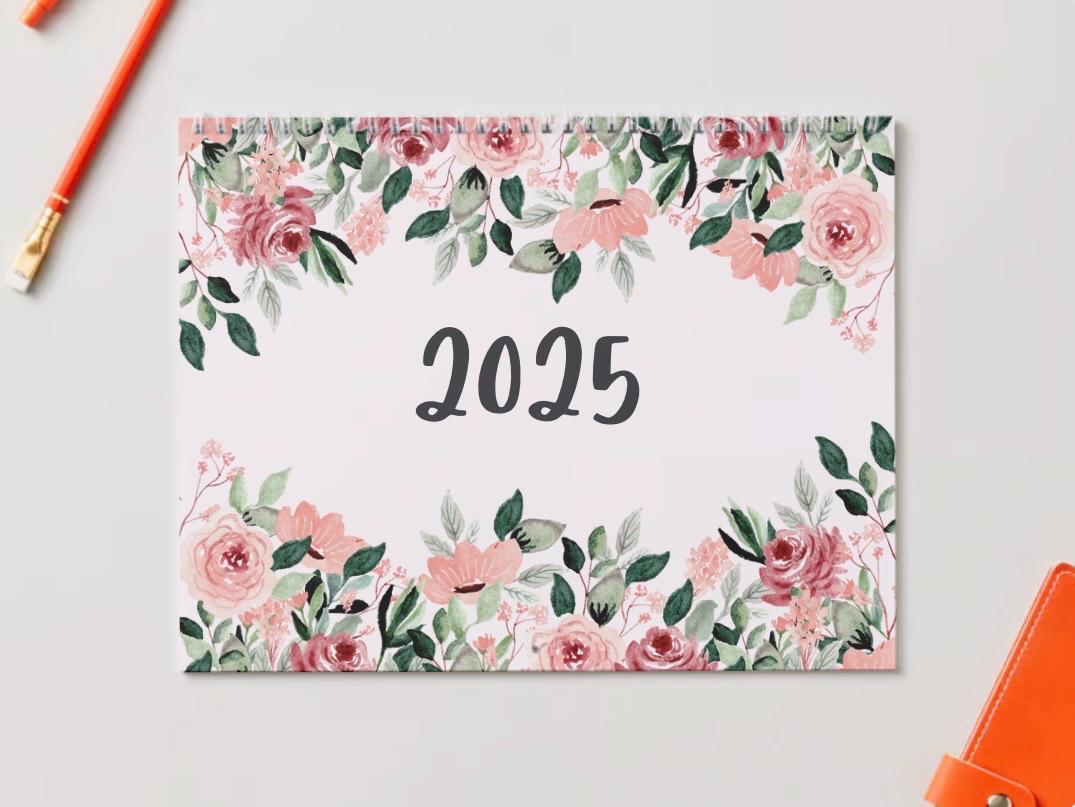 Floral 2025 Printable Calendar, Watercolor Flower Monthly Planner - Etsy