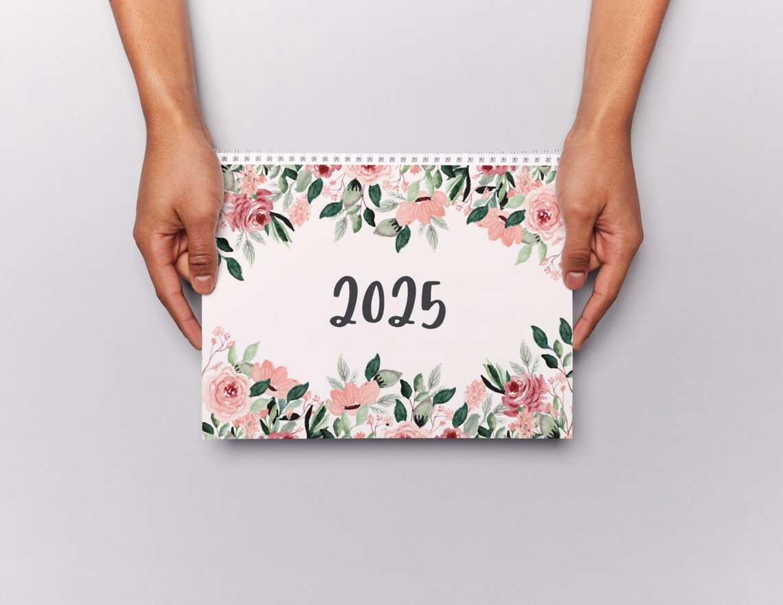 Floral 2025 Printable Calendar, Watercolor Flower Monthly Planner - Etsy
