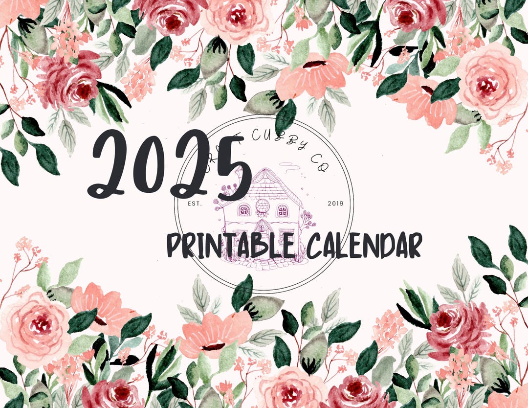 Floral 2025 Printable Calendar, Watercolor Flower Monthly Planner - Etsy