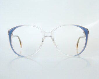 Metallic Blue Vintage Eyeglasses Crystal Clear 1980s | Etsy