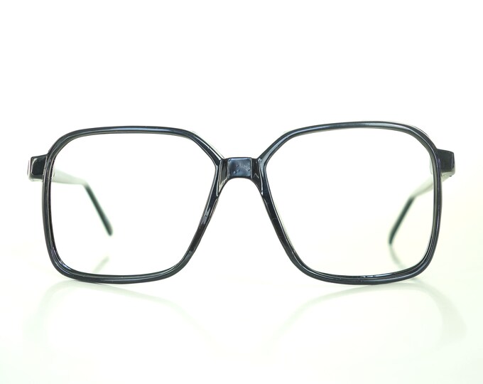 1960s Mens Glasses Mens Boxy Oversized Frames Glossy Black Eyeglasses ...