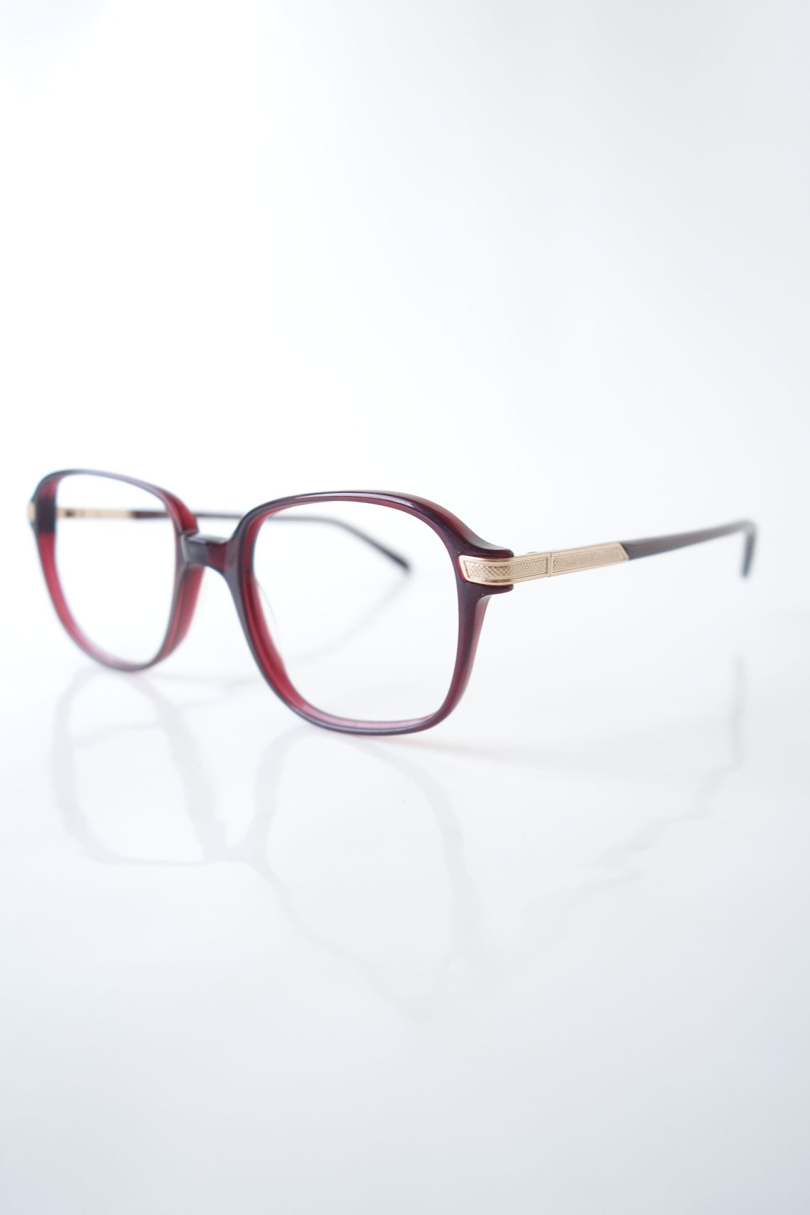 Mens Red Boxy Eyeglass Frames Mens 1980s Burgundy and Gold | Etsy