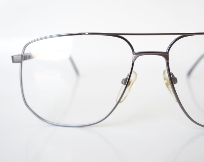 Shiny Chrome Aviator Eyeglass Frames Vintage Mens Silver Aviator ...