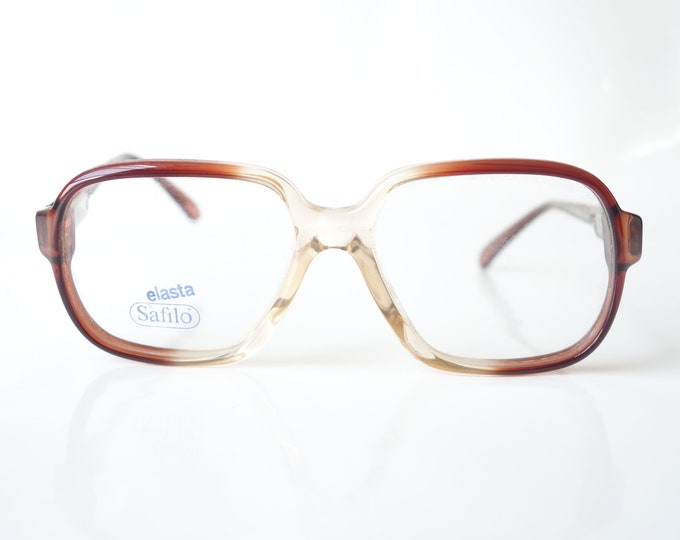 1980s Italian Womens Deadstock Boxy Eyeglasses Brown Clear Fade ...