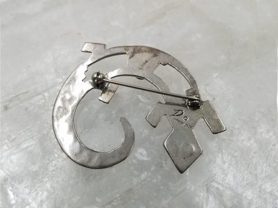 Joe Delgarito Navajo Dine Sterling Turquoise Lizard Pin - Etsy