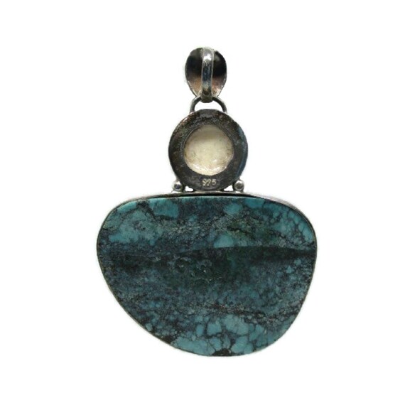 Sterling Silver Stacked Turquoise/MOP Pendant - Gem