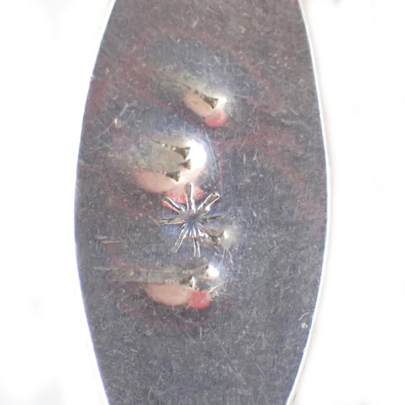 Hopi Sterling Silver Inlay Pendant, Signed - Gem