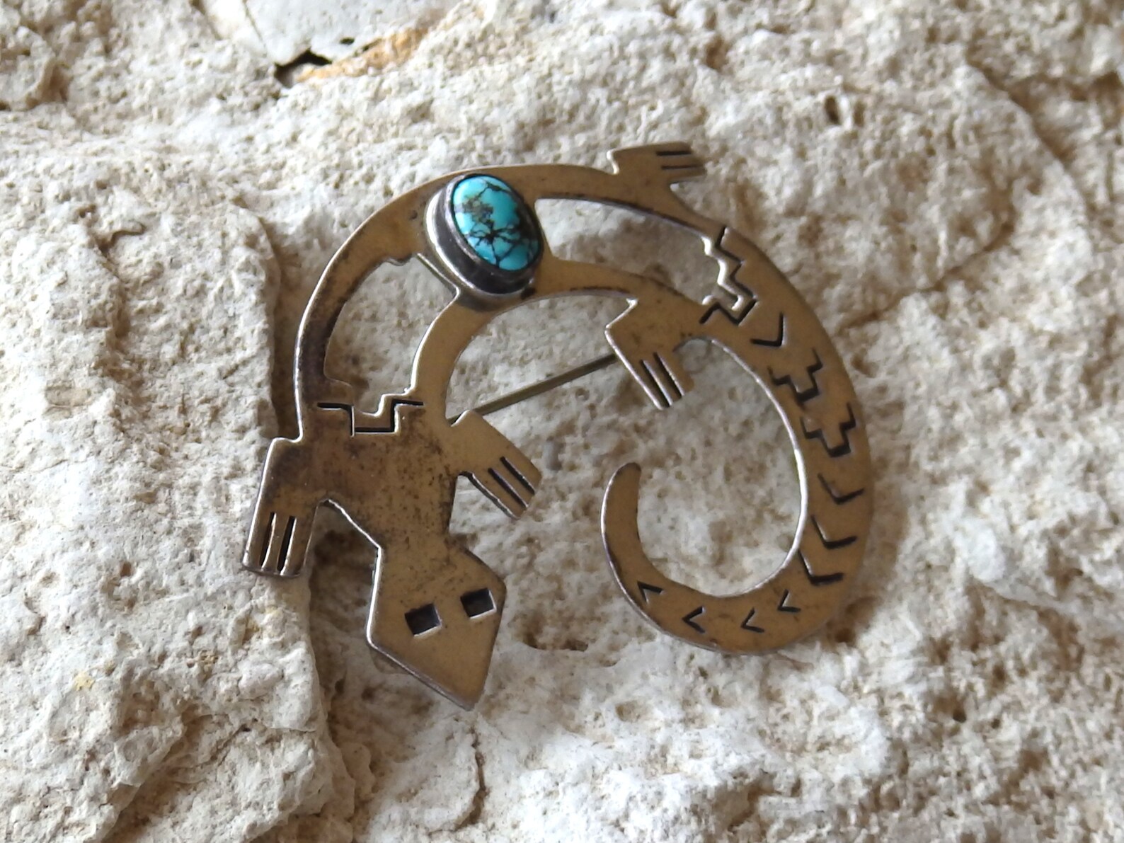 Joe Delgarito Navajo Dine Sterling Turquoise Lizard Pin - Etsy