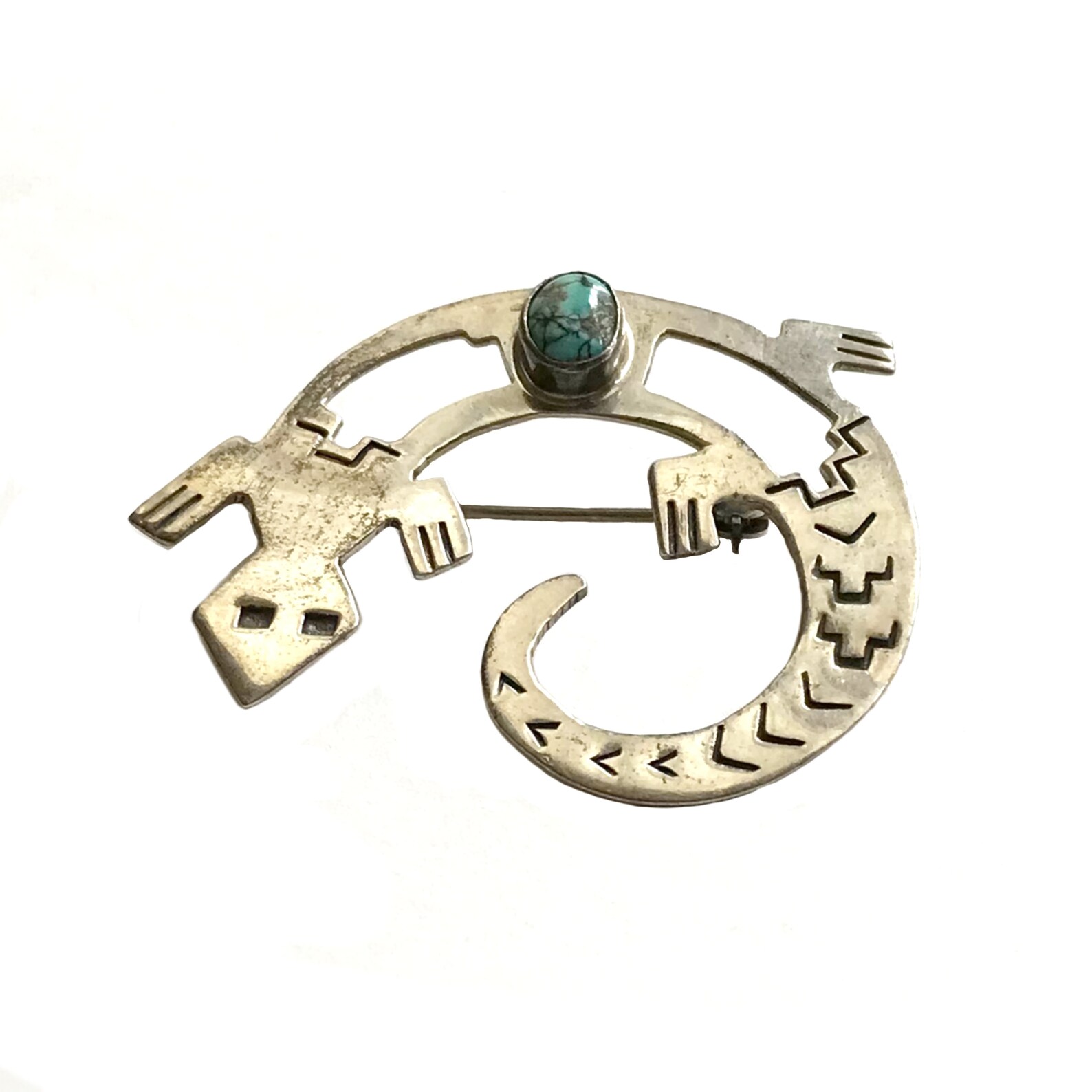 Joe Delgarito Navajo Dine Sterling Turquoise Lizard Pin - Etsy