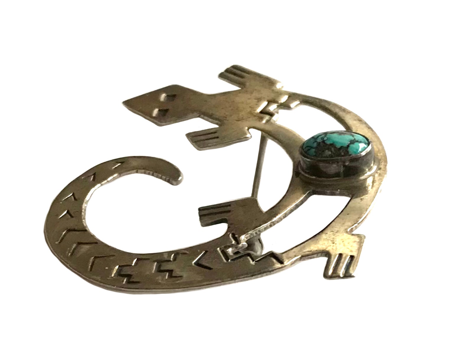 Joe Delgarito Navajo Dine Sterling Turquoise Lizard Pin - Etsy