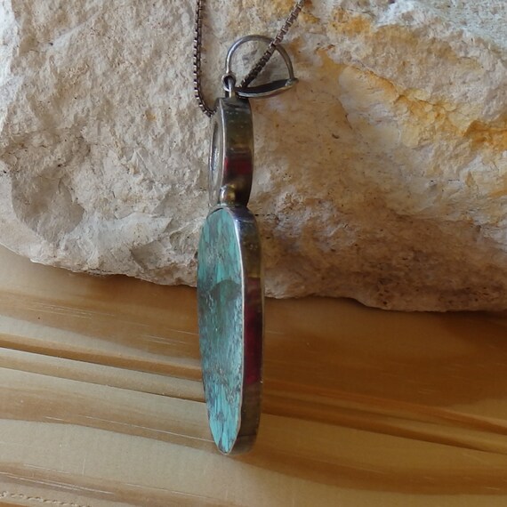 Sterling Silver Stacked Turquoise/MOP Pendant - Gem