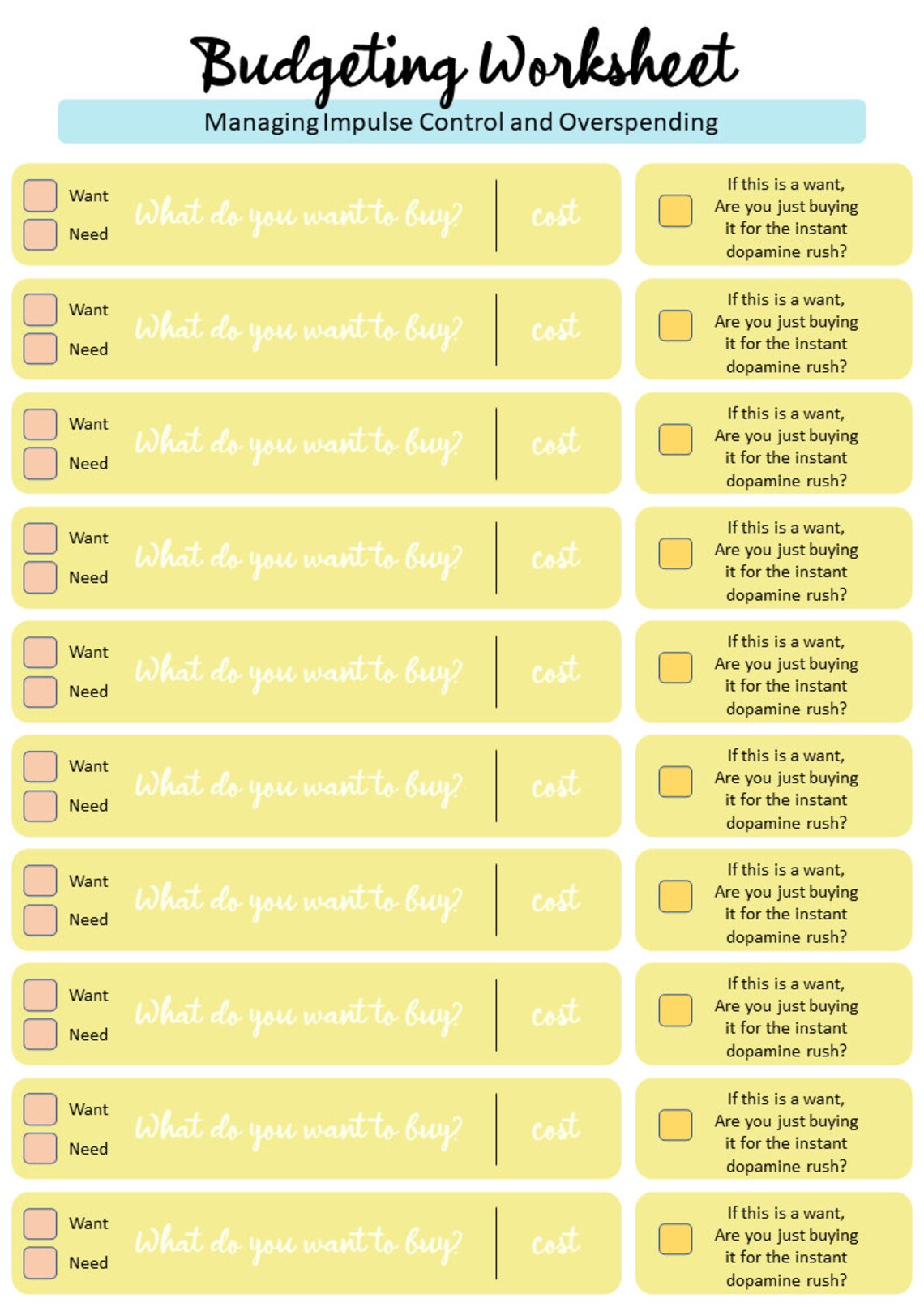 Budgeting Worksheets for the Neurodivergent ND 2 Pages - Etsy