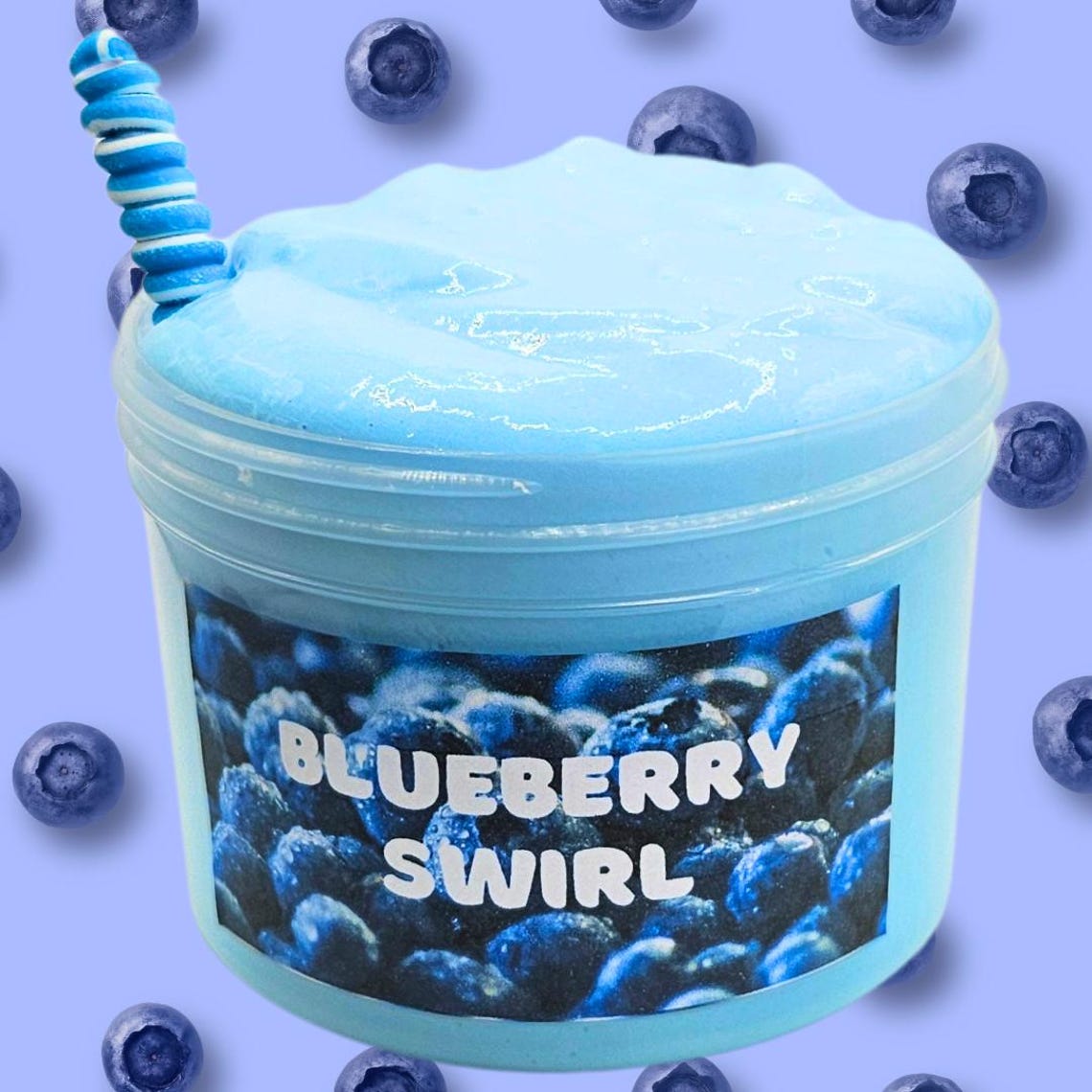 8oz Blueberry Swirl Glossy Butter Slime, Blueberry Scented, Neutral ...