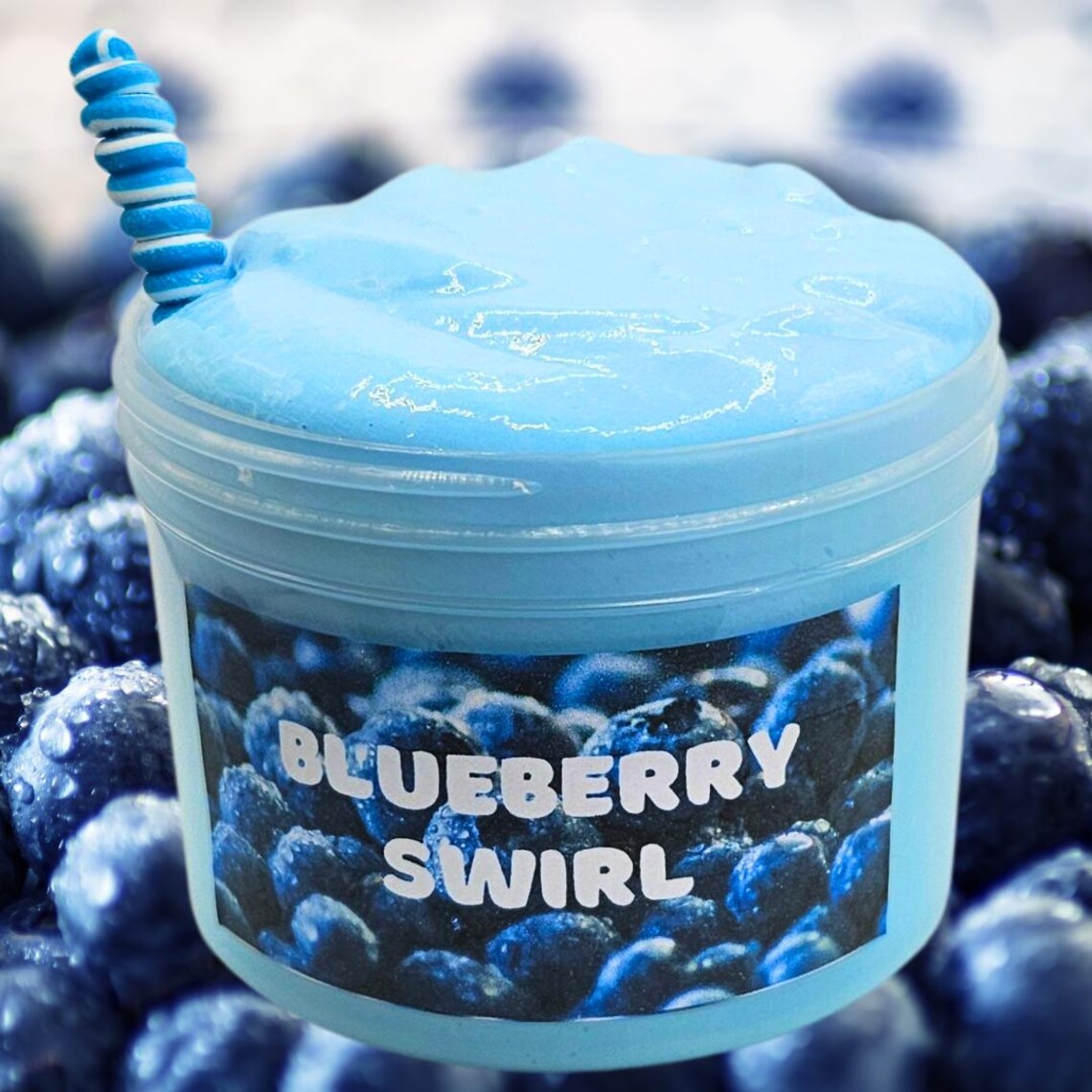 8oz Blueberry Swirl Glossy Butter Slime, Blueberry Scented, Neutral ...