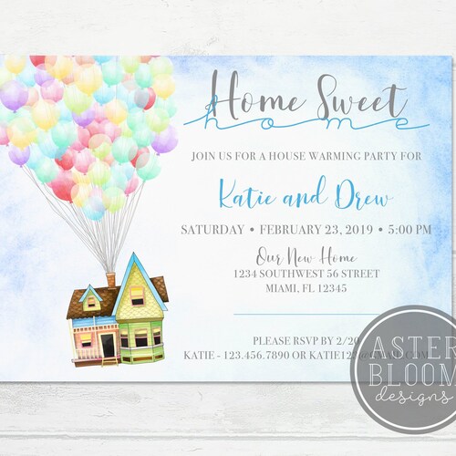 UP Birthday Party Invitation UP Invite Balloon House Party | Etsy