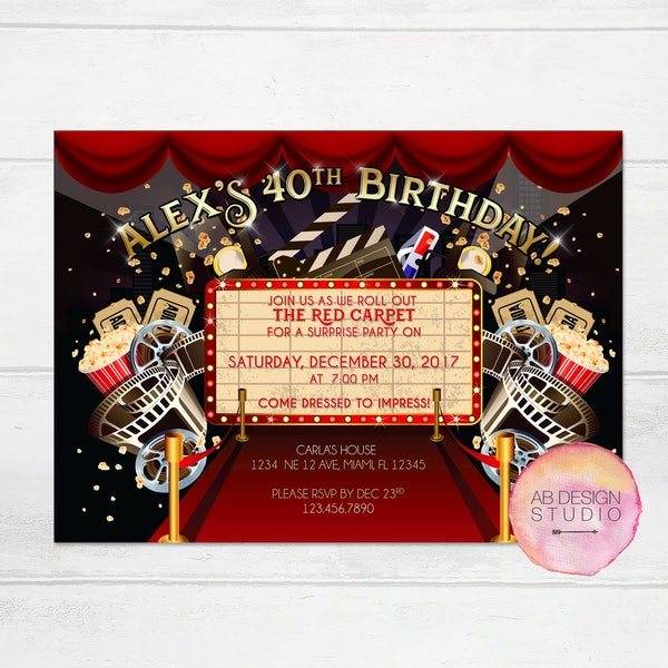 Hollywood Themed Party Invitation - Etsy