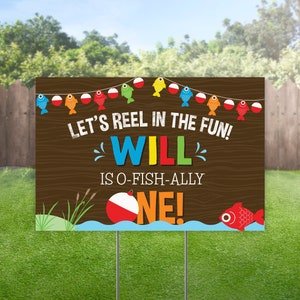 Fish Birthday Yard Sign O Fishally One First Birthday Party Sign Fish ...