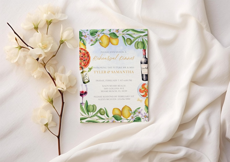 Italian Rehearsal Dinner Invitation Italy Theme Engagement Invite ...