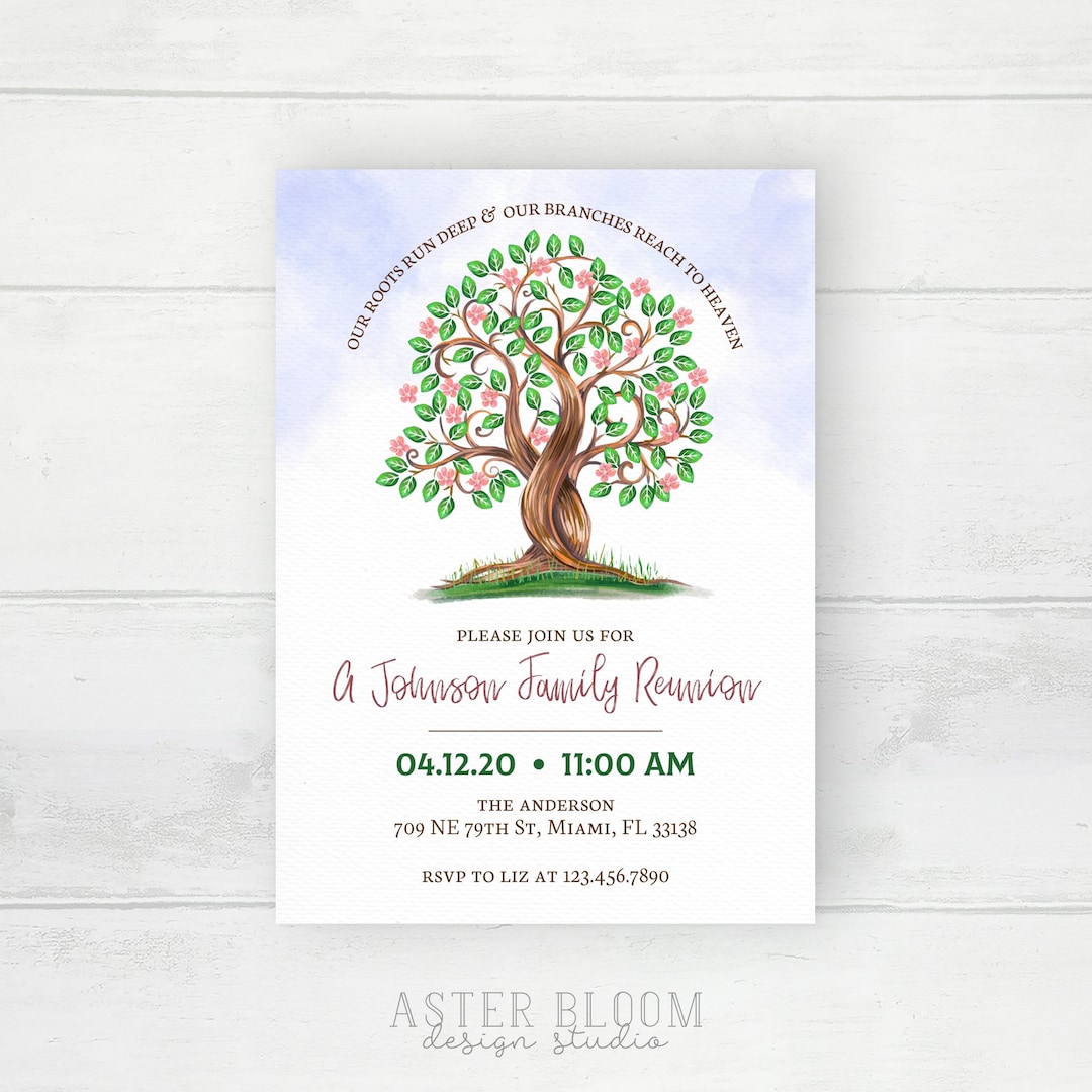 Family Reunion Invitation Template Family Tree Party Printable ...