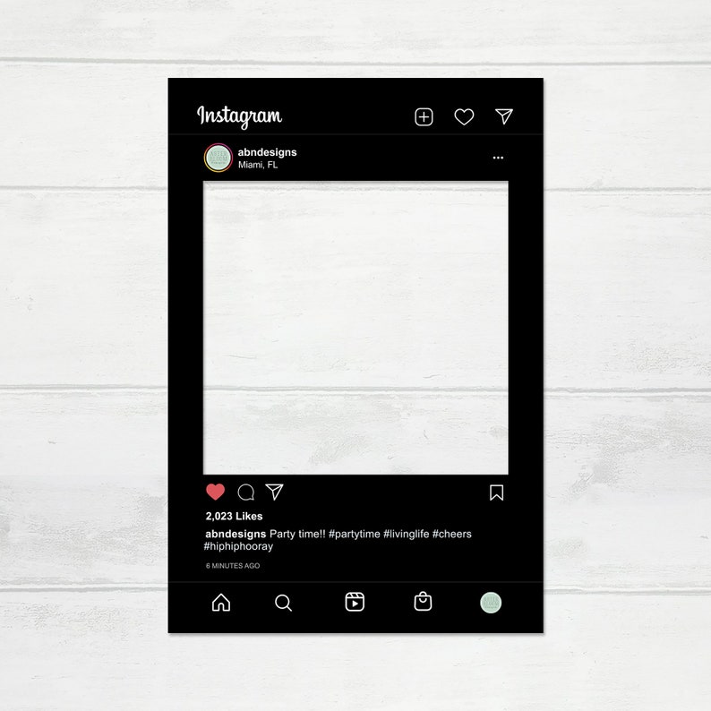 Instagram Frame Dark Mode, Social Media Prop, Photo Booth Frame, Black ...