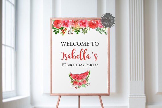Watermelon Party Welcome Sign - One in a Melon Welcome Sign - Melon ...