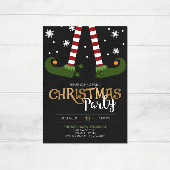 Christmas Party Invitation Elf Invitation Annual Christmas - Etsy