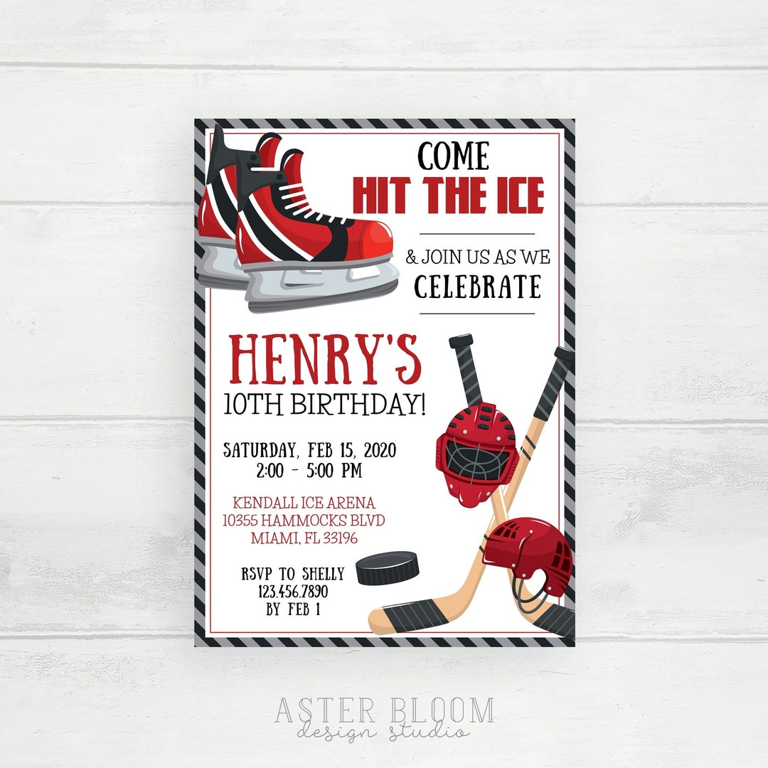 Hockey Birthday Invitation Skating Invitation Hockey Skates Editable ...