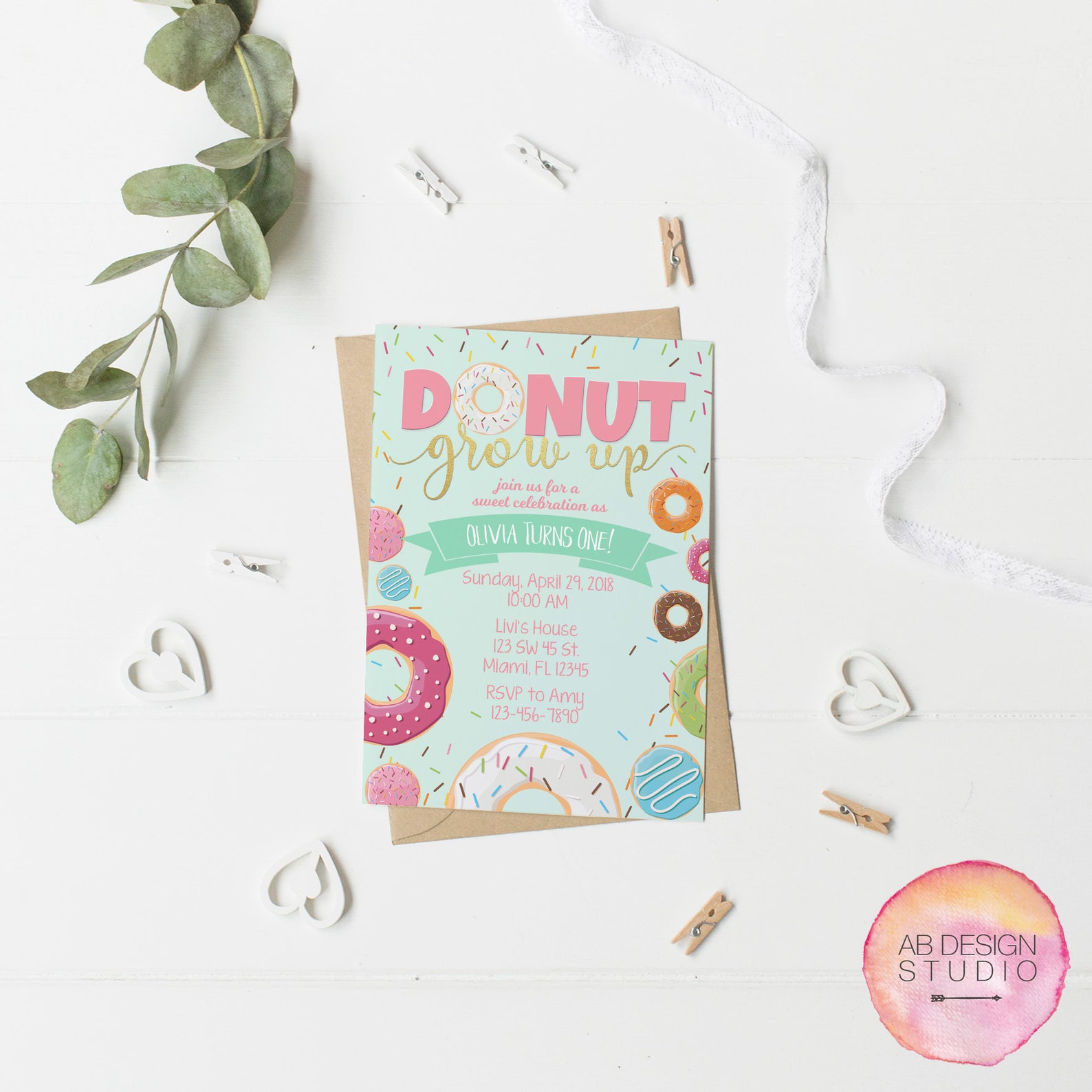 Donut Invitation Donut Party Invitation Sweets / Donuts - Etsy