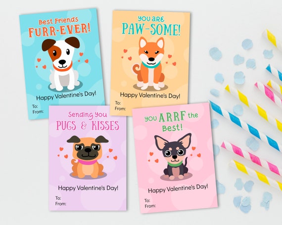 Dog Valentines Day Cards for Kids, Puppy Dog Valentine Card, Classroom ...