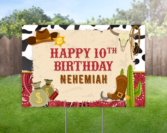 Cowboy Birthday Yard Sign, Western Birthday Lawn Sign, Hoedown Birthday ...