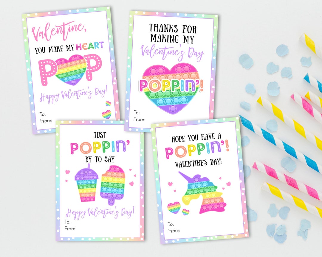 Pop It Valentine Cards, Pop It Valentines Day Tag, Classroom Valentines ...